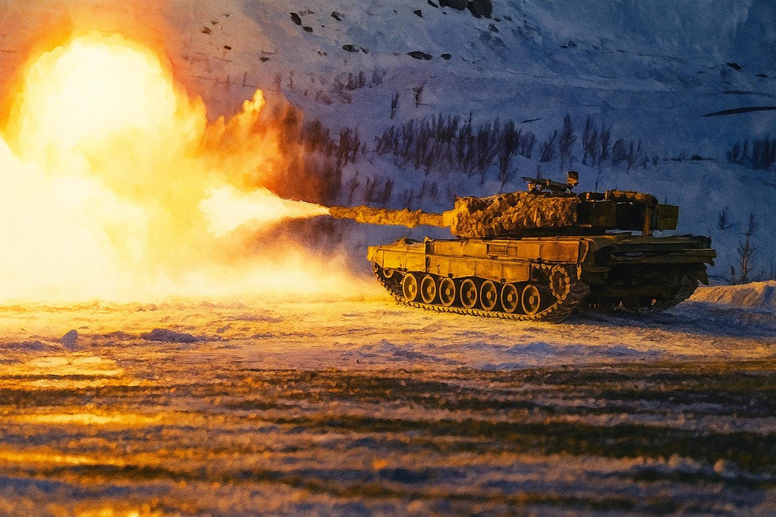 Leopard 2A4 beim Schuss Aquarell | Digitales Wandbild Militär | PNG ...