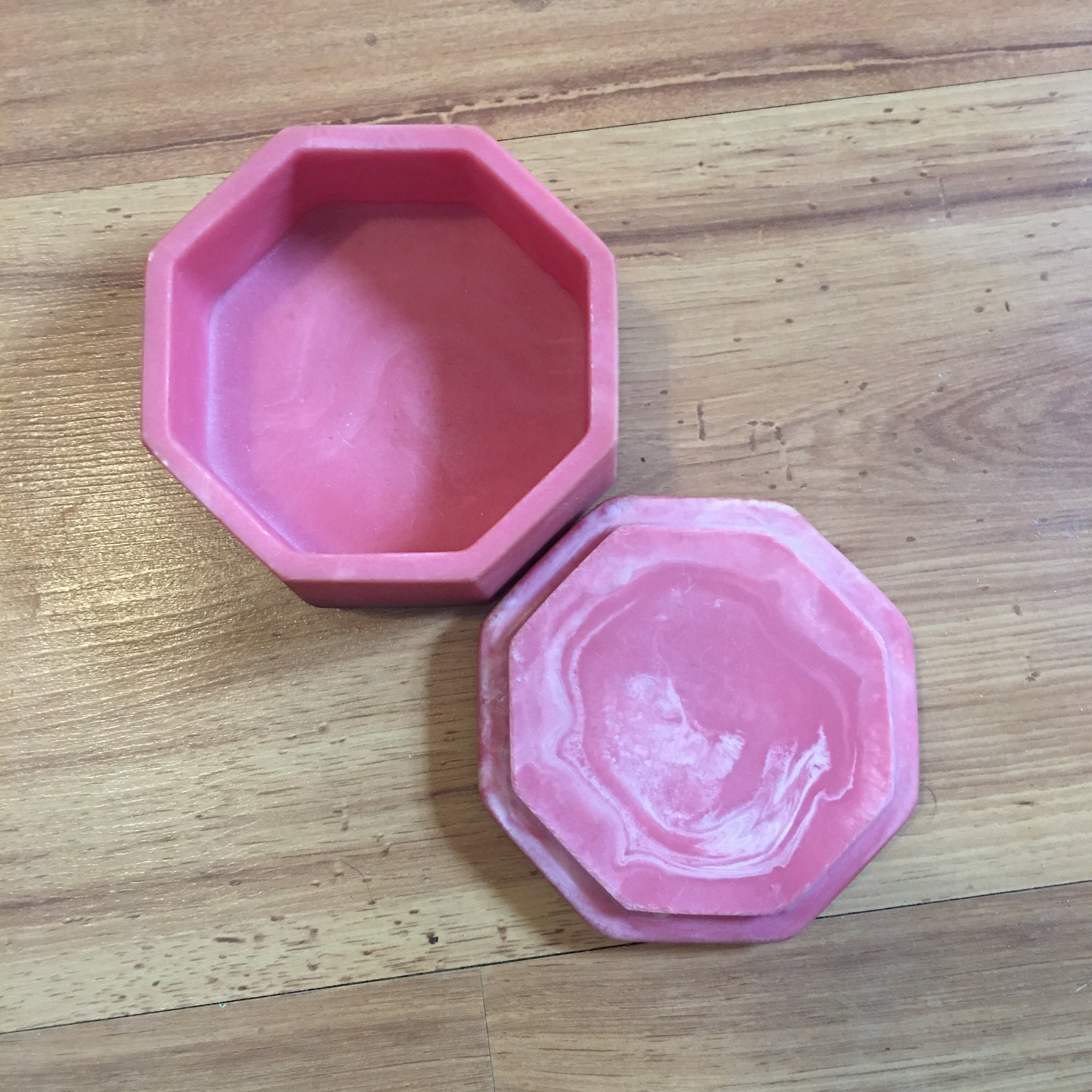 Vintage "incolay" Pink Storage Box By"nemith", Octagon Shape Stone ...