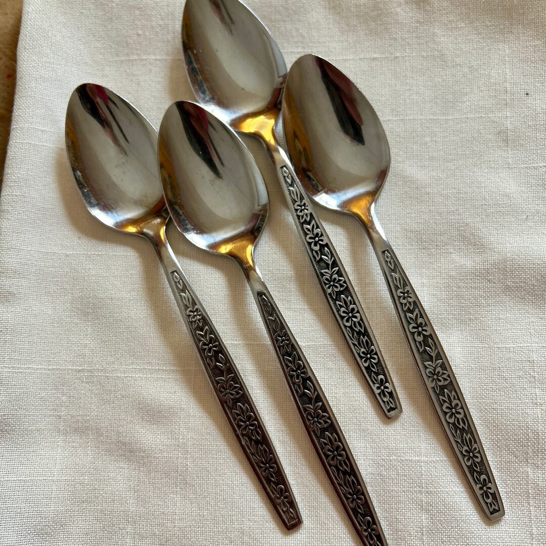 Vintage Rogers Replacement Stainless Steel Flatware Oval Teaspoons La ...