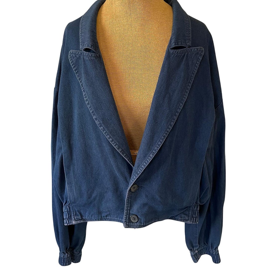 Vintage 80s Gene Ewing BIS Denim Blazer Blue Jean Jacket Dolman Sleeve ...