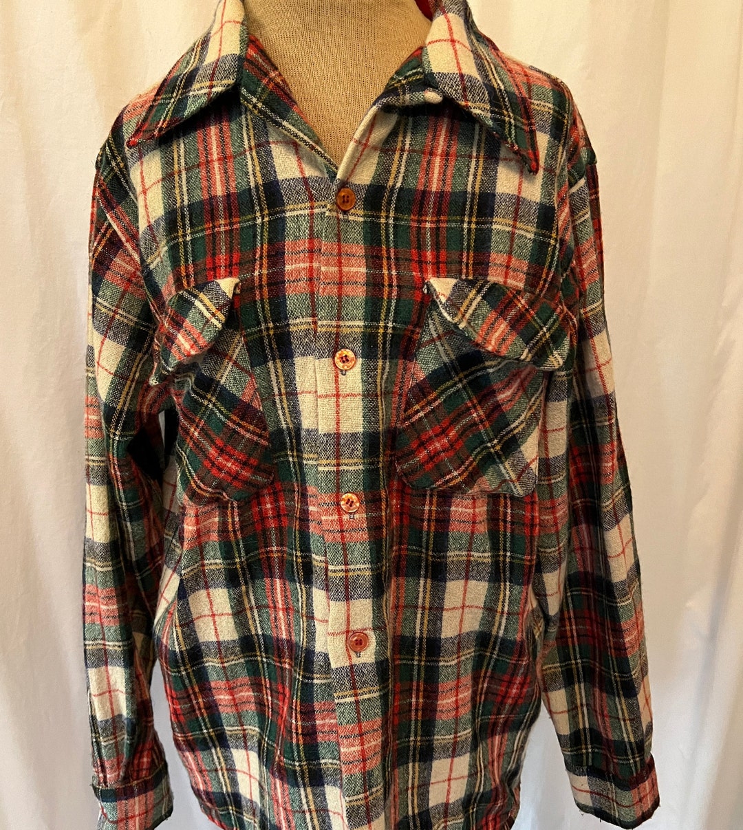 Vintage Banyan Brand Wool Blend Plaid Shirt Jacket Multi Color Red ...