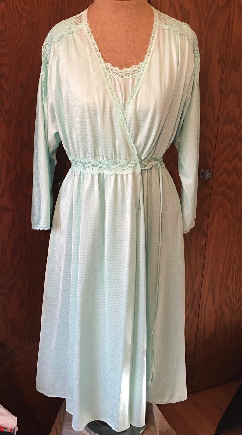 Vintage 70s Miss Elaine Sea Foam Green Peignoir Set Etsy