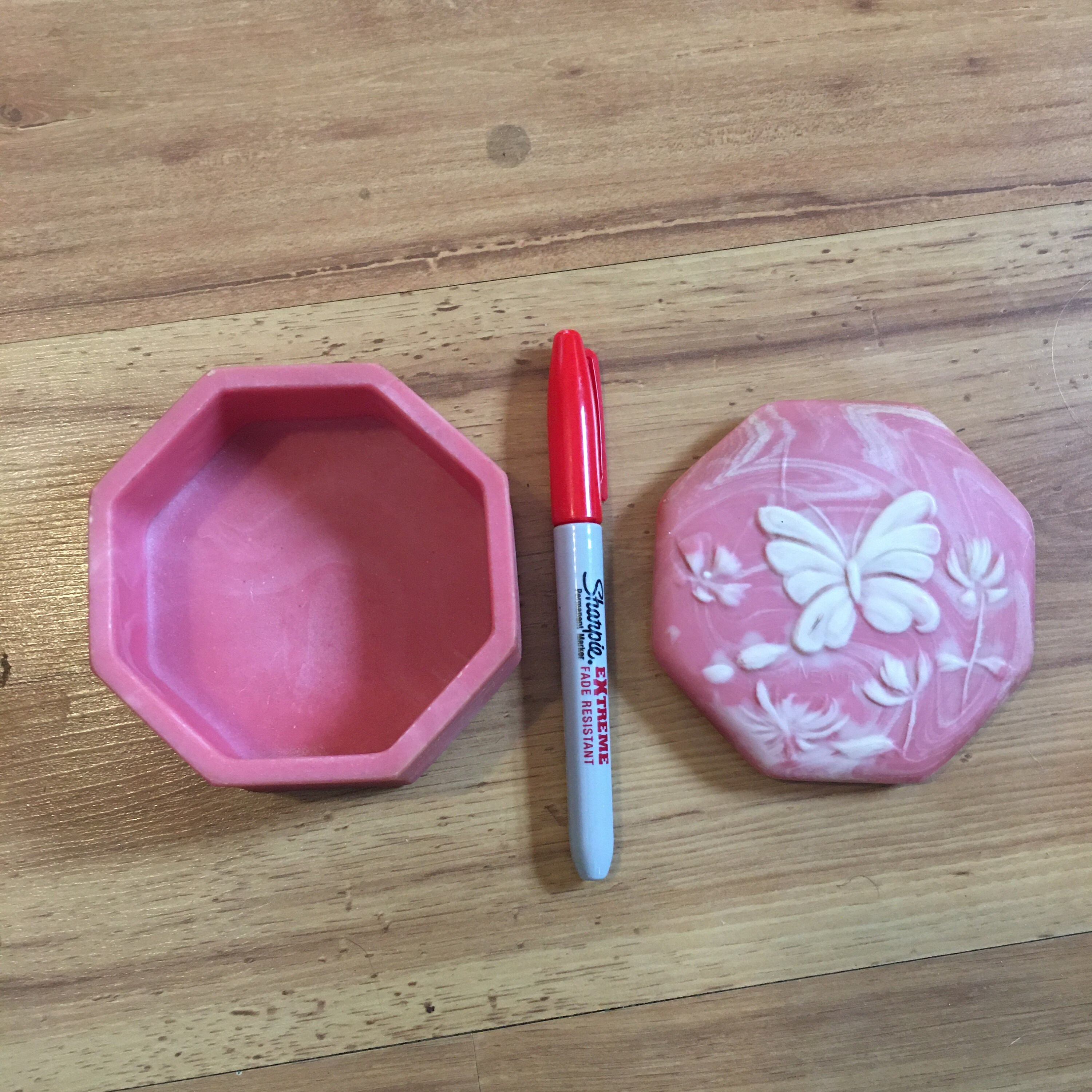 Vintage "incolay" Pink Storage Box By"nemith", Octagon Shape Stone ...