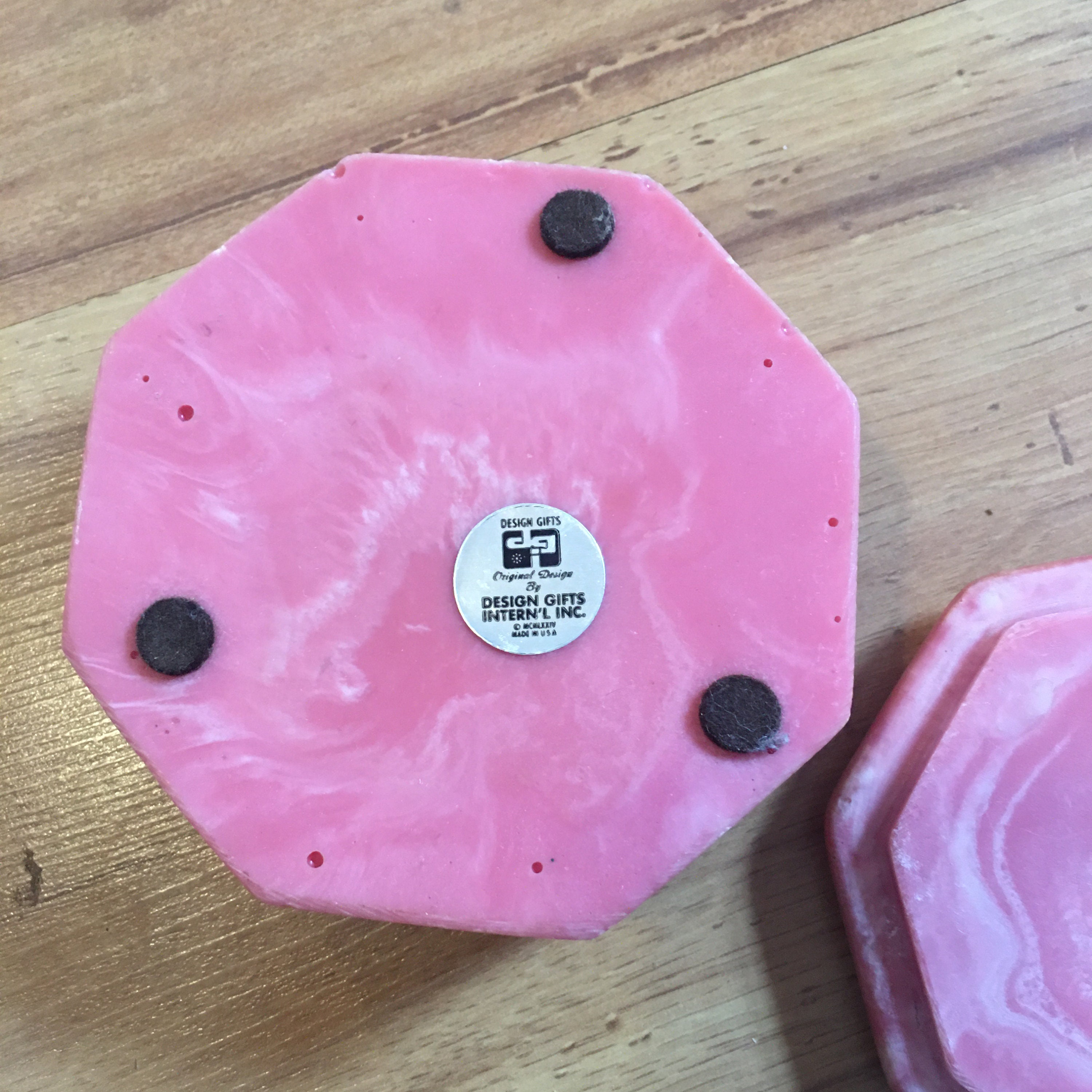 Vintage "incolay" Pink Storage Box By"nemith", Octagon Shape Stone ...