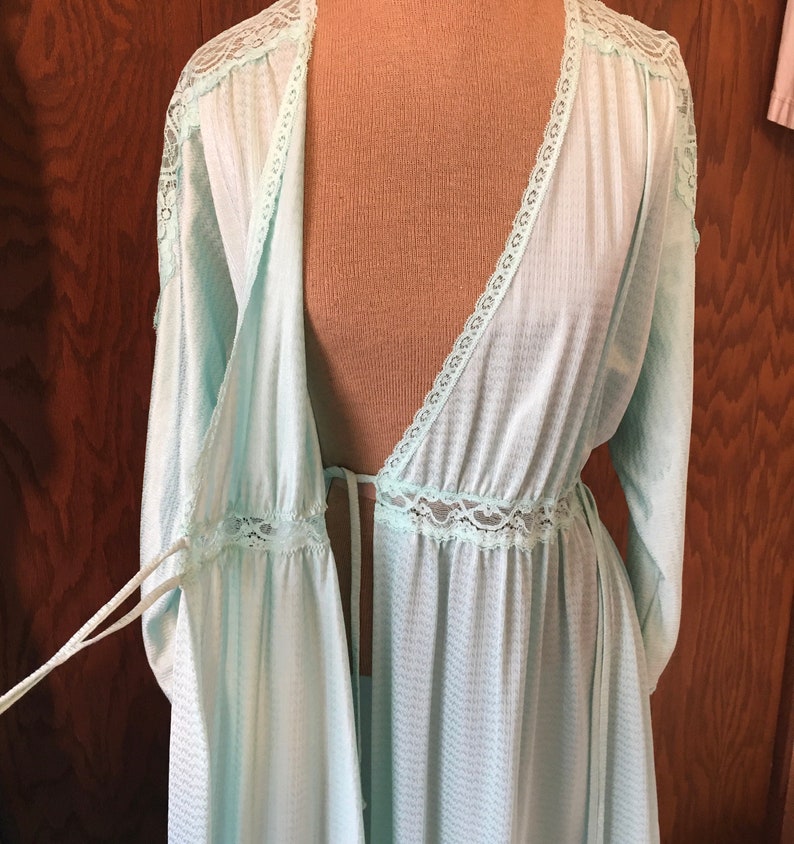Vintage 70s Miss Elaine Sea Foam Green Peignoir Set Etsy