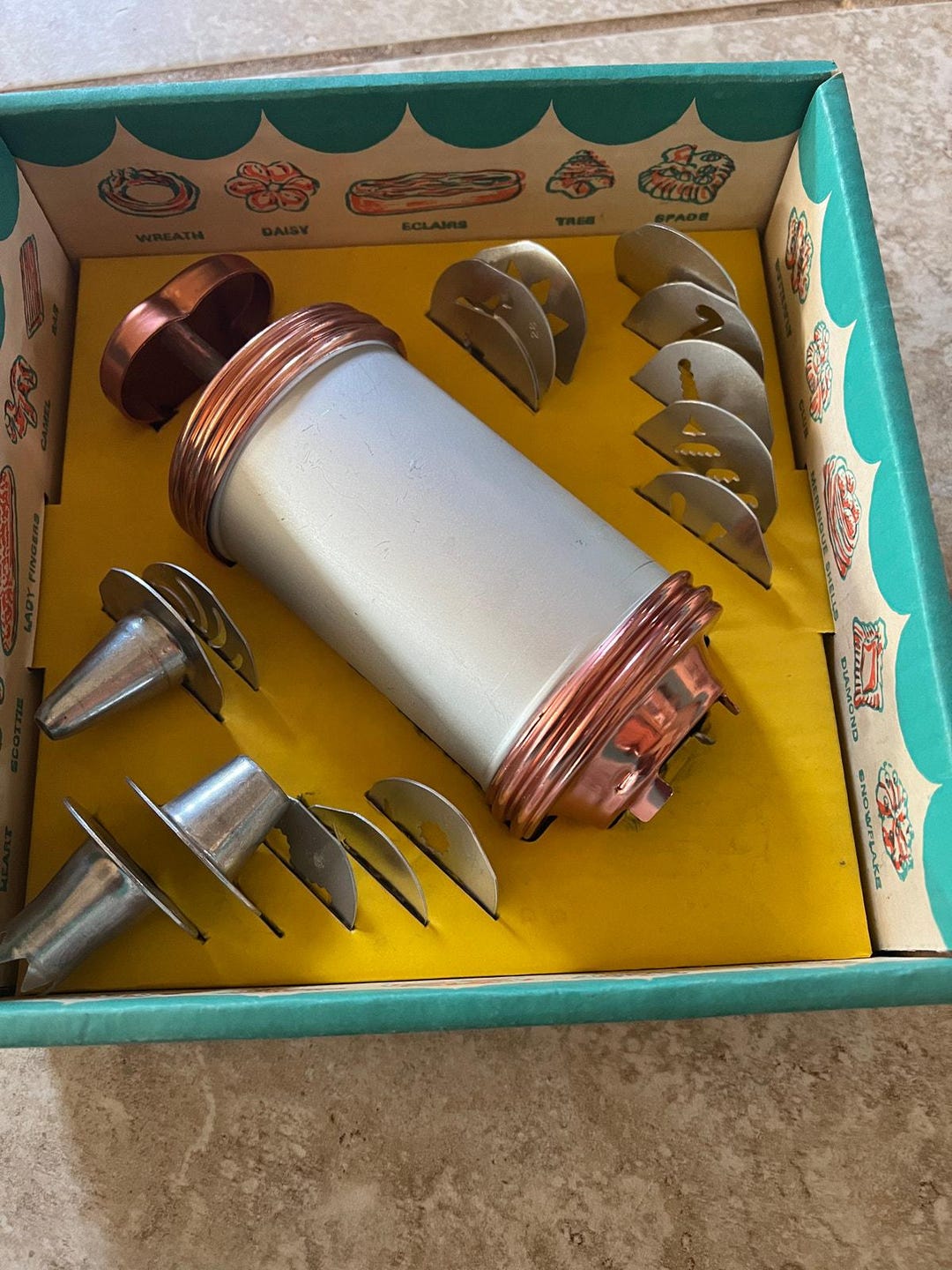 Vintage Mirro Cooky-pastry Kit Holiday Cookie Press 12 Form 3 Tips ...