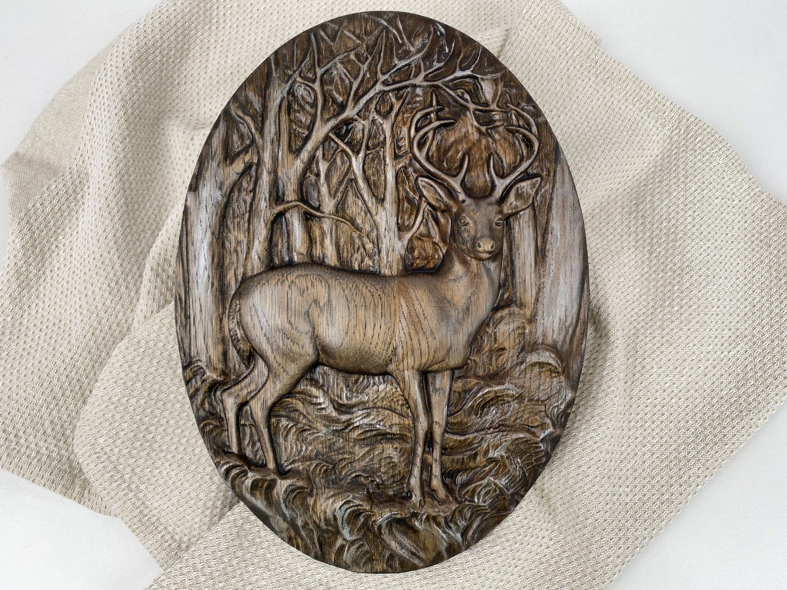 Wood Deer Wood Carving 3D Carved Wood Wall Art Wildlife - Etsy