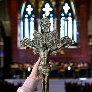Catholic Cross, St. Benedict Crucifix, Wood Cross, Religious Gift, Wall ...