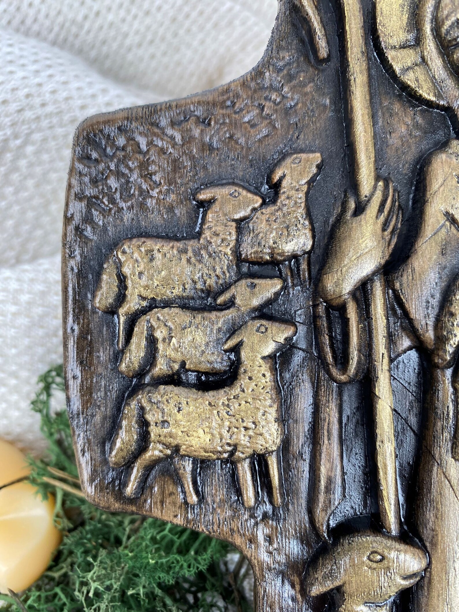 Jesus Crucifix Jesus the Good Shepherd Cross in Oak Wood - Etsy