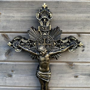 Catholic Cross, St. Benedict Crucifix, Wood Cross, Religious Gift, Wall ...