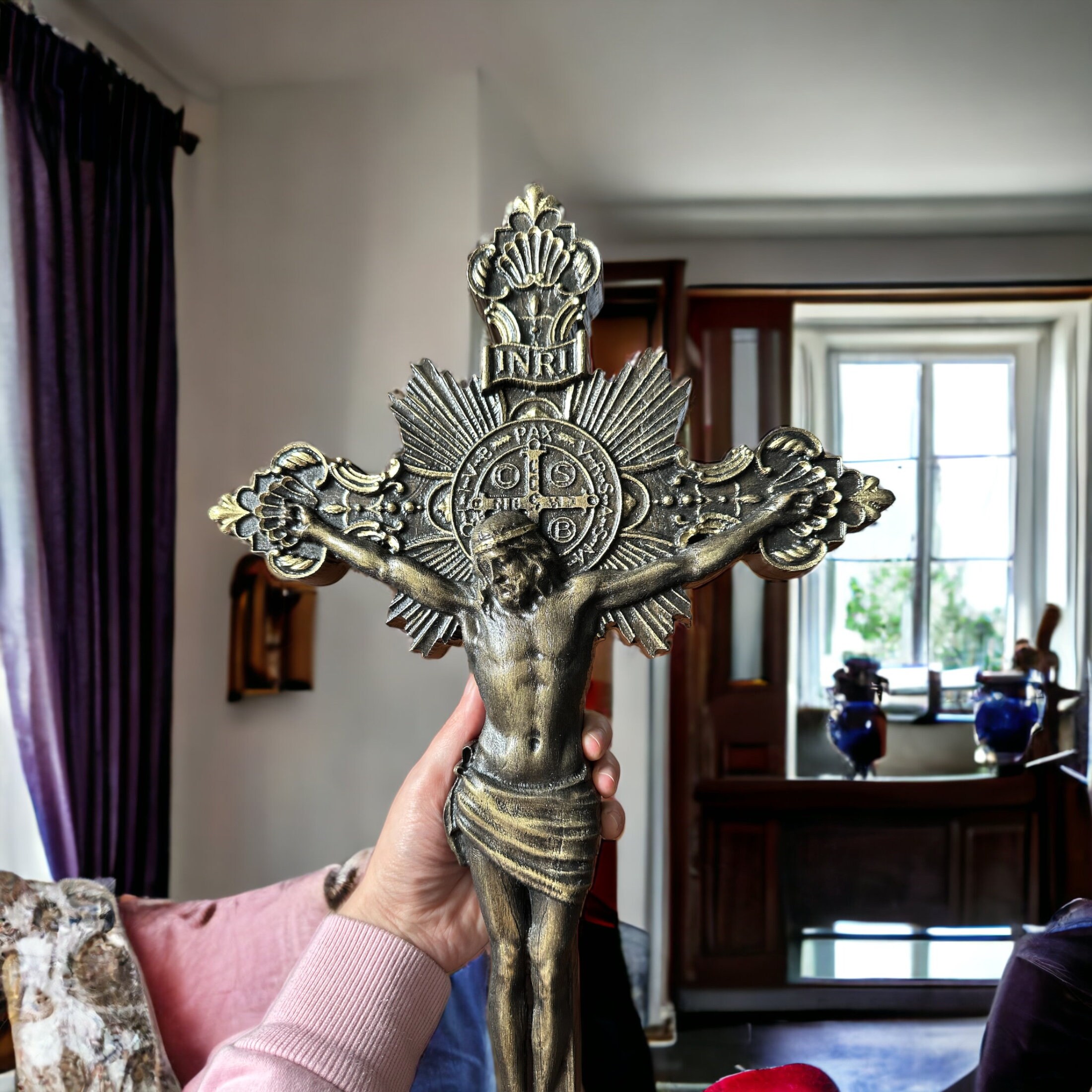 Catholic Cross, St. Benedict Crucifix, Wood Cross, Religious Gift, Wall ...