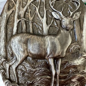 Wood Deer, Wood Carving, 3D Carved Wood Wall Art, Wildlife Wall Decor ...