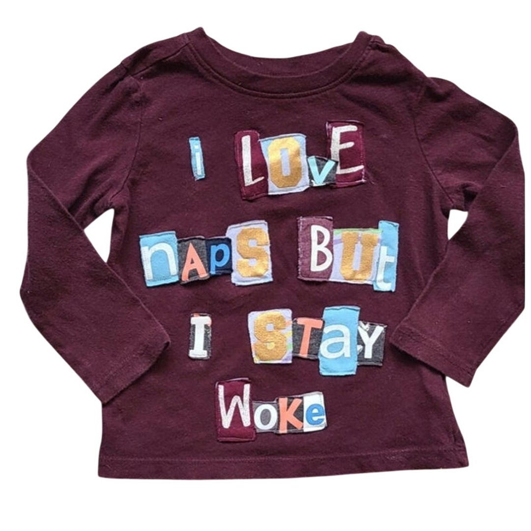 I Love Naps but I Stay Woke Maroon Blue Gold Crewneck Long Sleeve-18-24 ...
