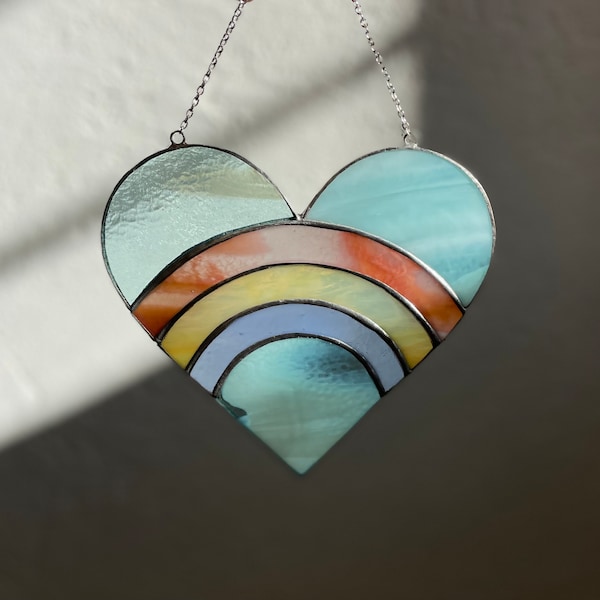 Stained Glass Rainbow Heart - Etsy