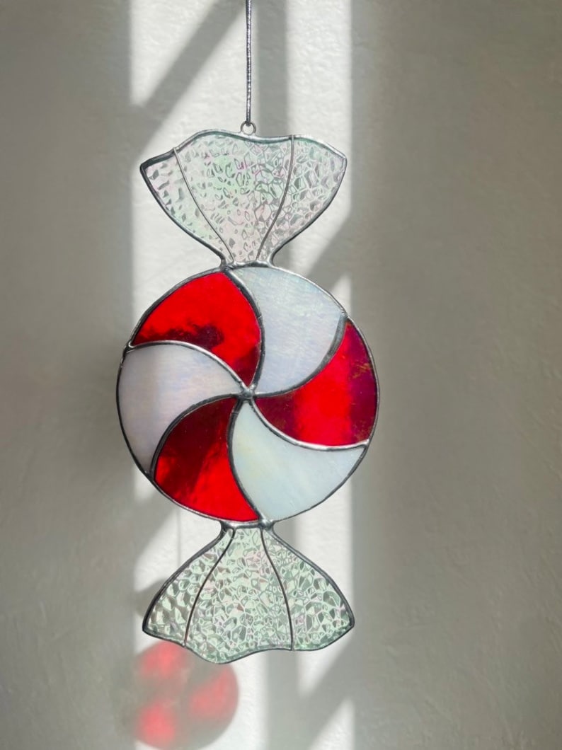 Peppermint Candy Ornament Stained Glass Peppermint Candy - Etsy
