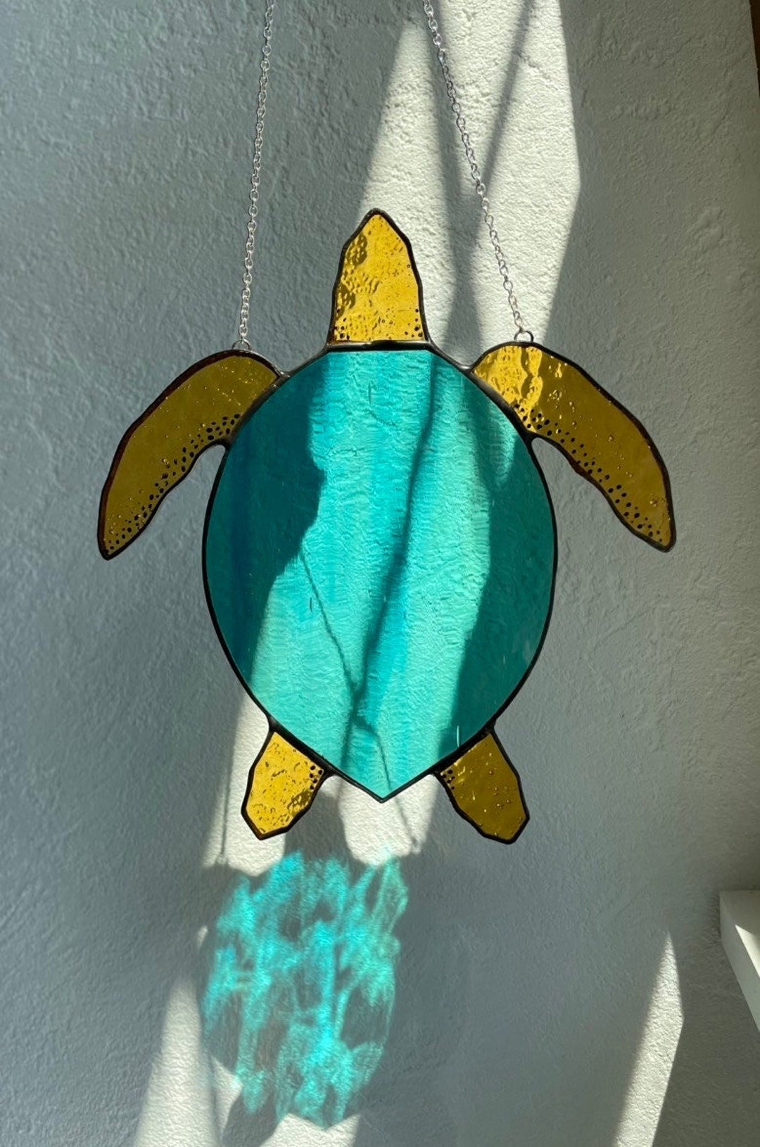 Glass Sea Turtle, Sea Turtle Suncatcher, Stained Glass Sea Turtle ...