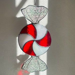 Peppermint Candy Ornament, Stained Glass Peppermint Candy, Stained ...