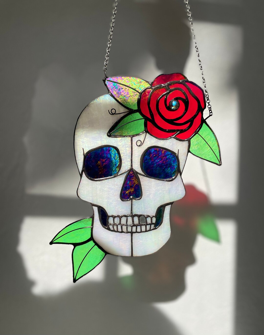 Skull Suncatcher Stained Glass Sugar Skull Stained Glass - Etsy
