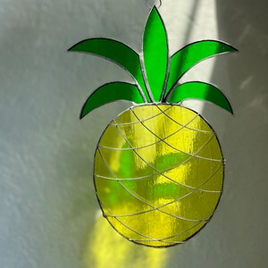 Glass Pineapple Suncatcher, Stained Glass Pineapple, Tropical Decor ...