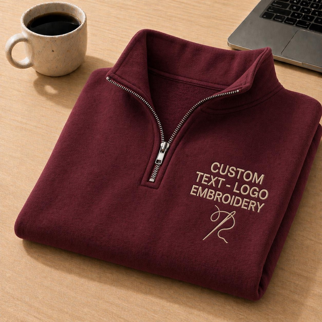 Personalized Logo Quarter Zip Sweatshirt, Embroidered Company or School ...