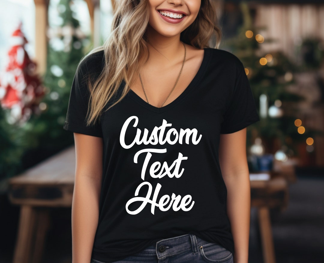 Custom V-neck Shirt, Custom Text Shirt, Personalized Shirt, Custom Logo ...