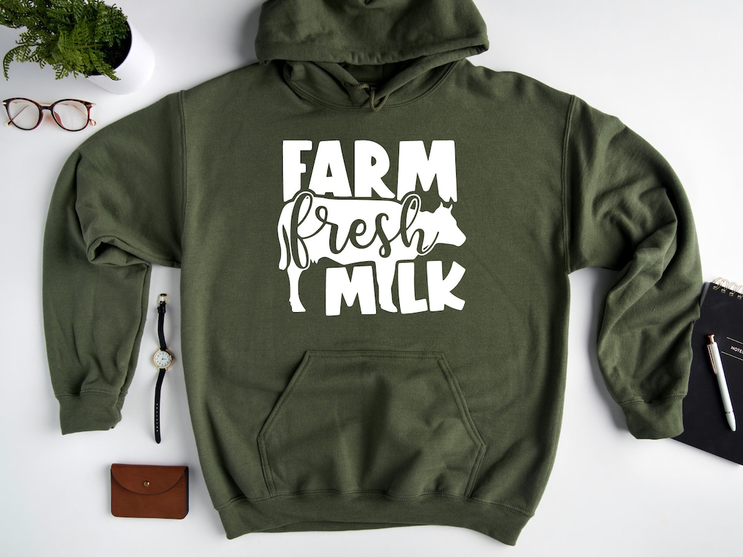 Farm Fresh Milk Hoodie, Farm Animals Hoodie, Holiday Sweatshirt, Farm ...