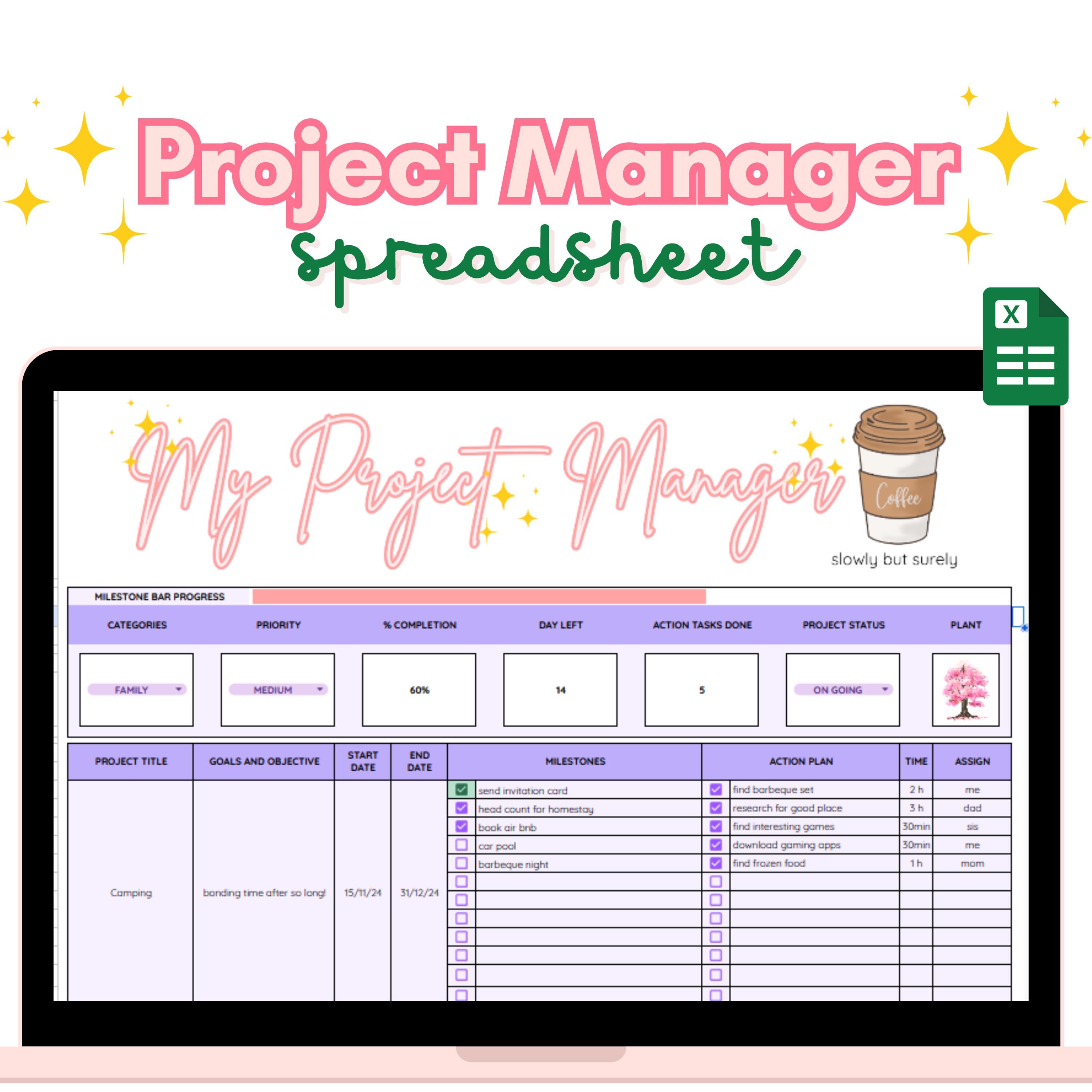 Project Management Planner Template, Multi Project Tracker on Google ...