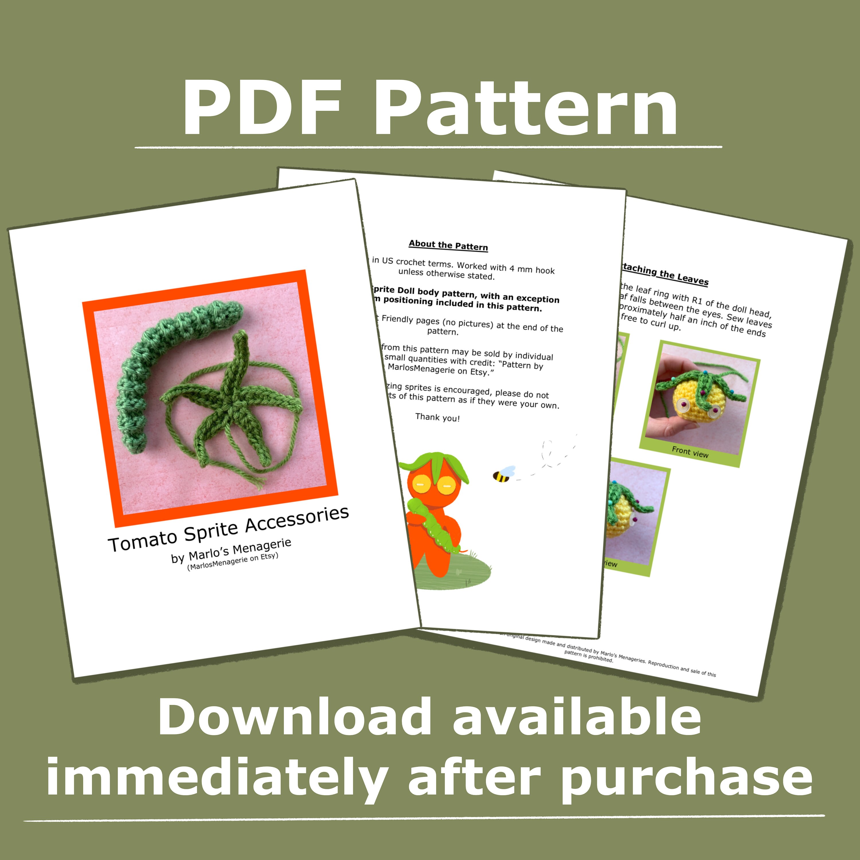 Tomato Sprite Accessories PDF Pattern Low Sew Crochet Doll Pattern - Etsy