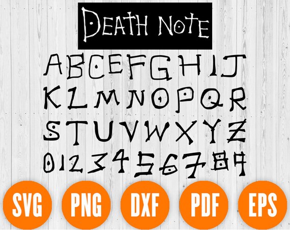 Death Note Font SVG Death Note Alphabet Death Note | Etsy