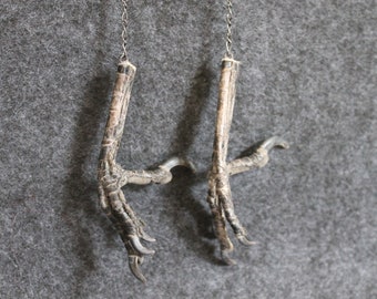 Real Crow Feet/talon Claw Earrings Bird Feet Animal Bone Jewelry E390 ...