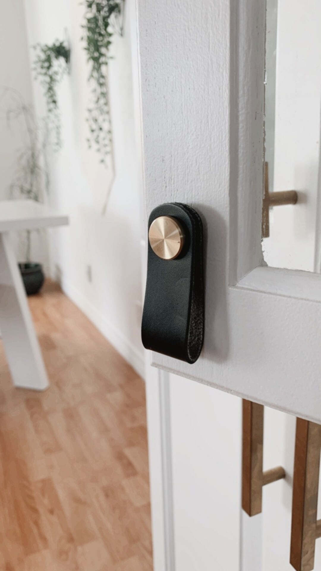 6 Black and Gold Leather Handles Decorative Home Accessory Home ...