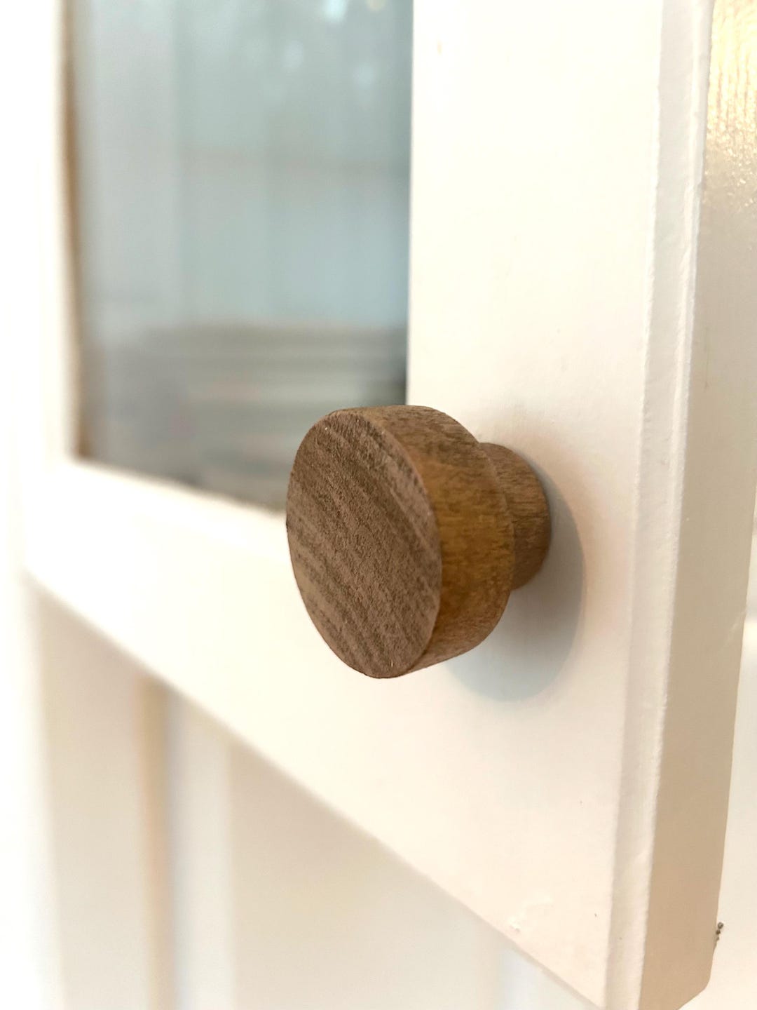 Set of 6 Round Brown Wood Cabinet Handles Furniture Drawer Pulls ...