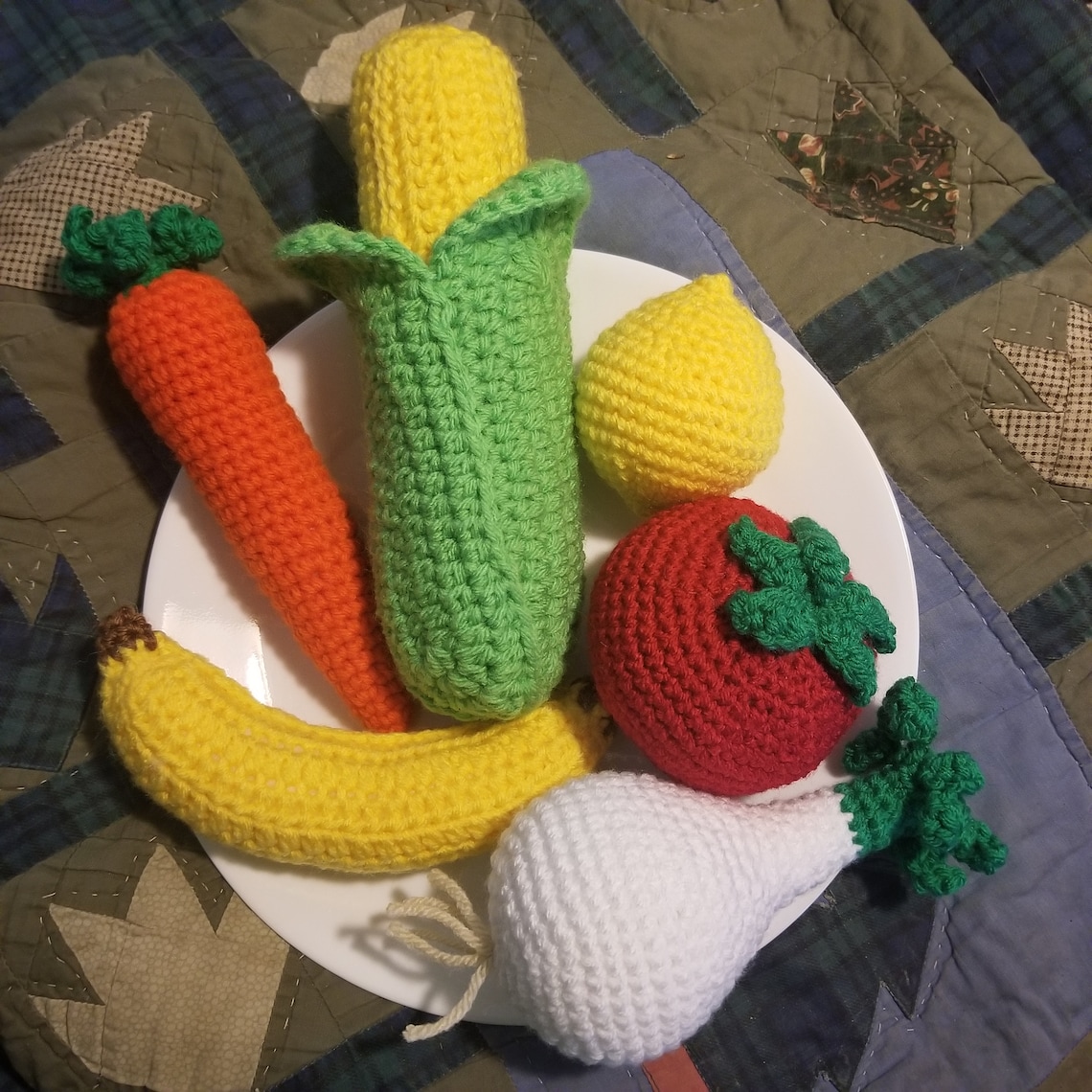 Crochet Fruits and Vegetables 6 Piece Set Child's Kitchen Amigurumi ...