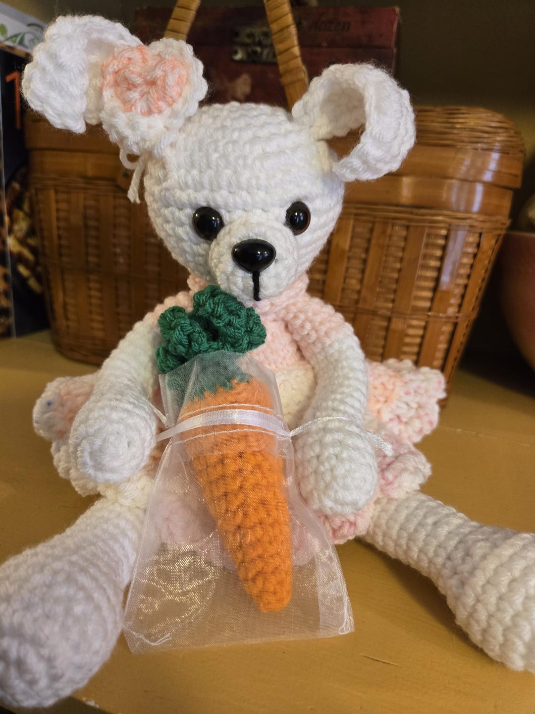 Pink Summer Basket Bunny Rabbit Plushie Amigurumi Crochet Doll - Etsy