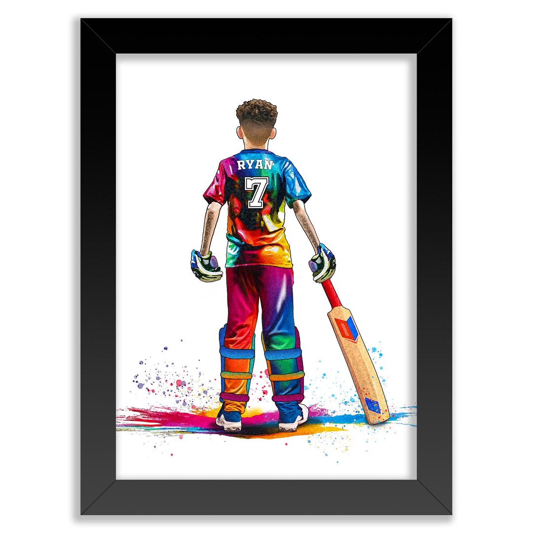 Personalised Cricket Gift for Boys | Giclée Art Print | Custom Cricket ...
