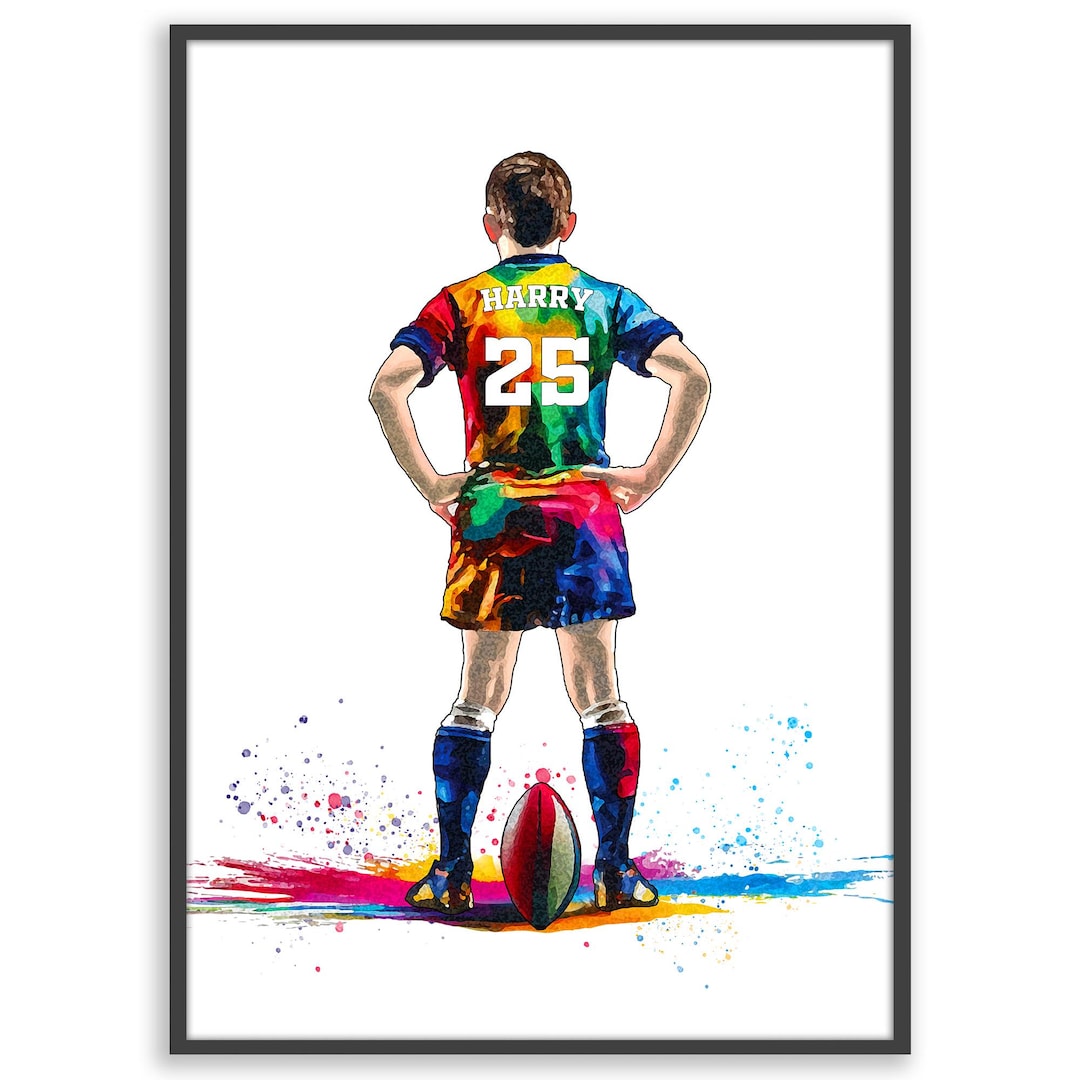 Rugby Player Gift for Men | Personalised Rugby Player | Wall Art for ...
