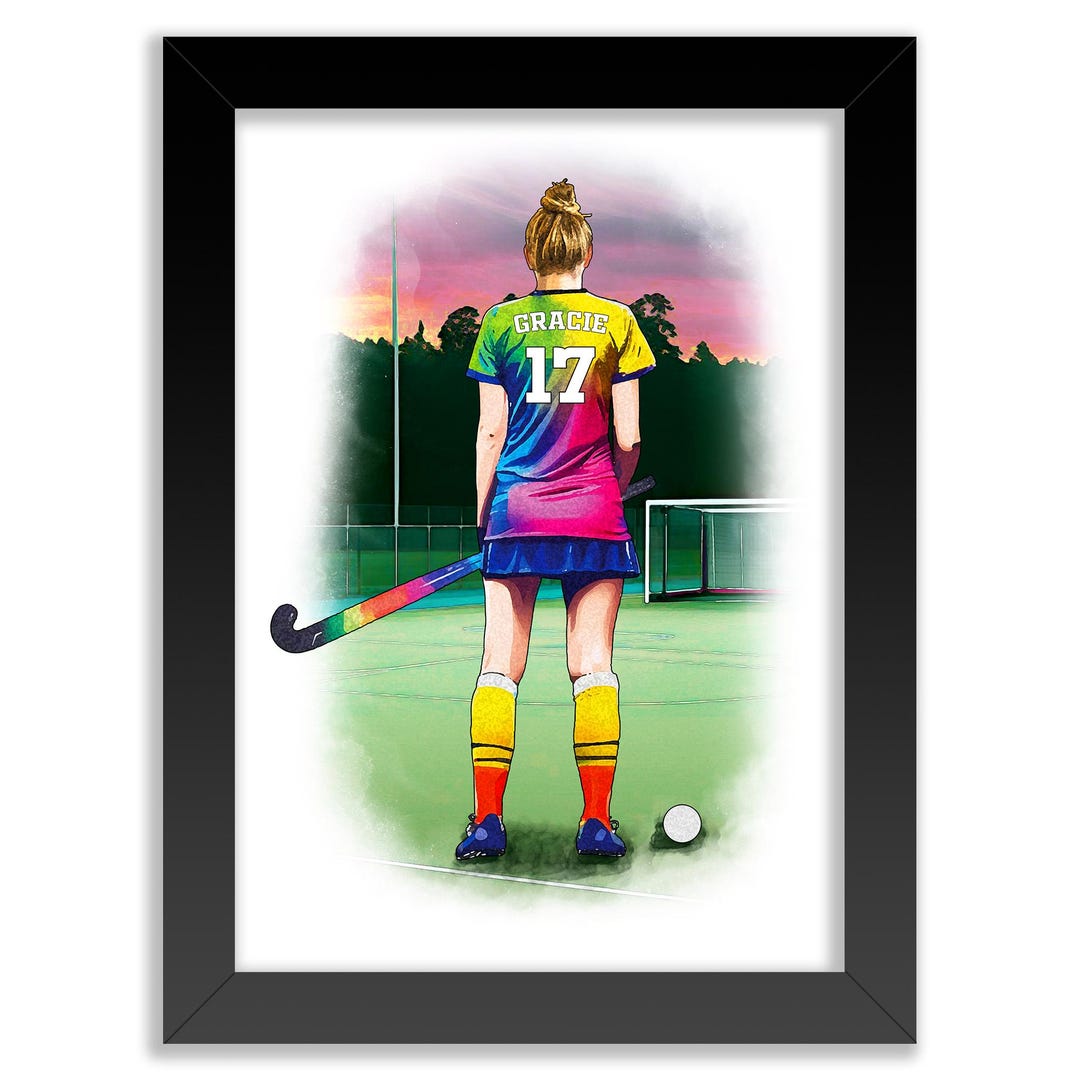 Personalised Field Hockey Gift for Girls | Giclée Art Print | Custom ...