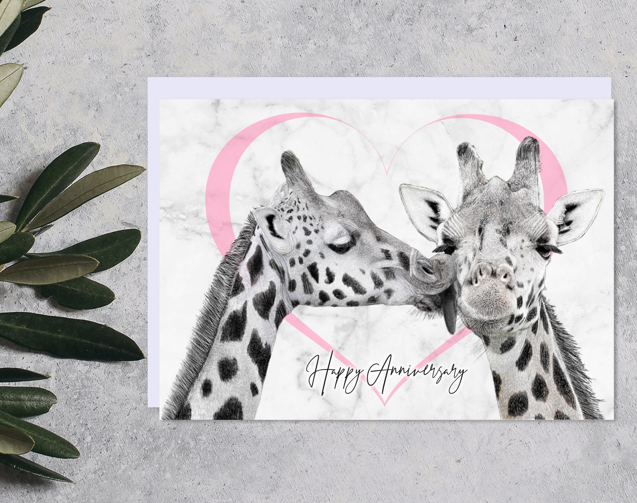 Giraffe Anniversary Card Happy Anniversary Card for - Etsy