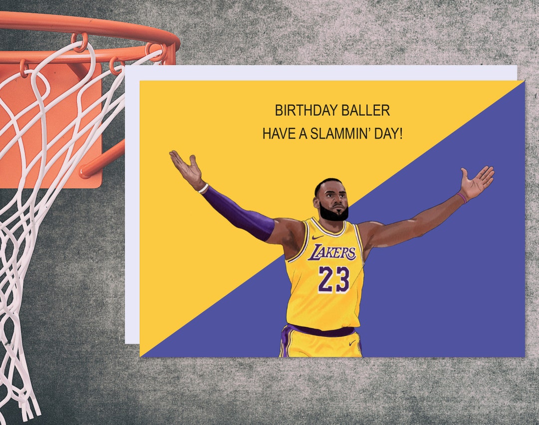 Basketball Birthday Card Lebron James Card Lakers Card Personalised ...