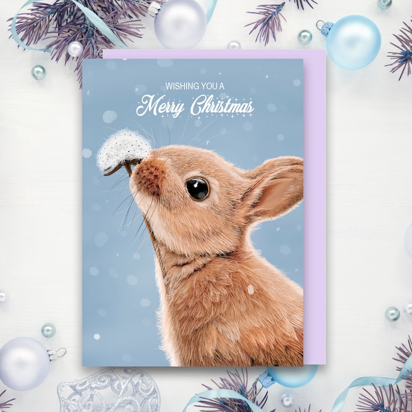 Bunny Christmas Card - Etsy