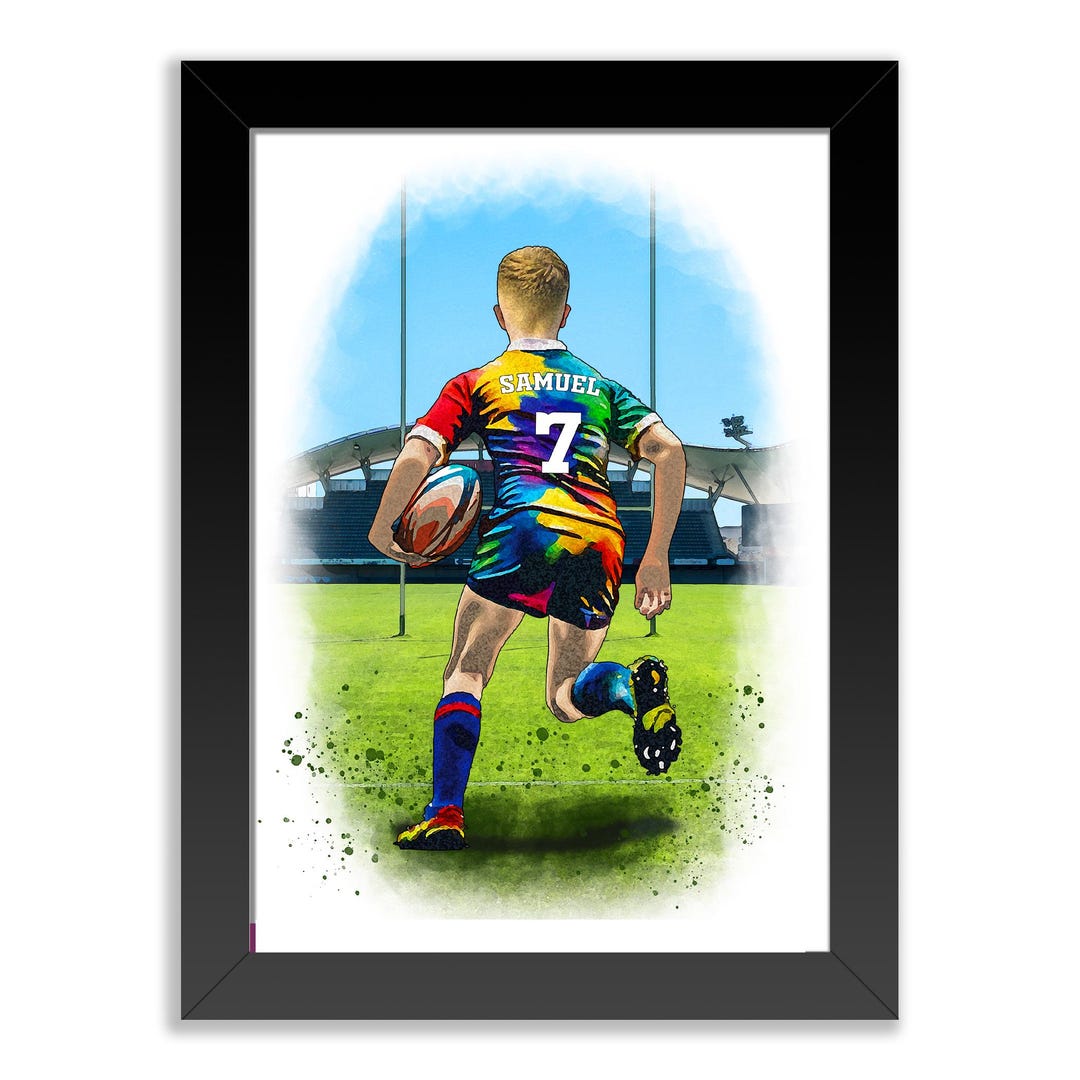 Personalised Rugby Player Gift | Rugby Gifts for Boys | Rugby Wall Art ...