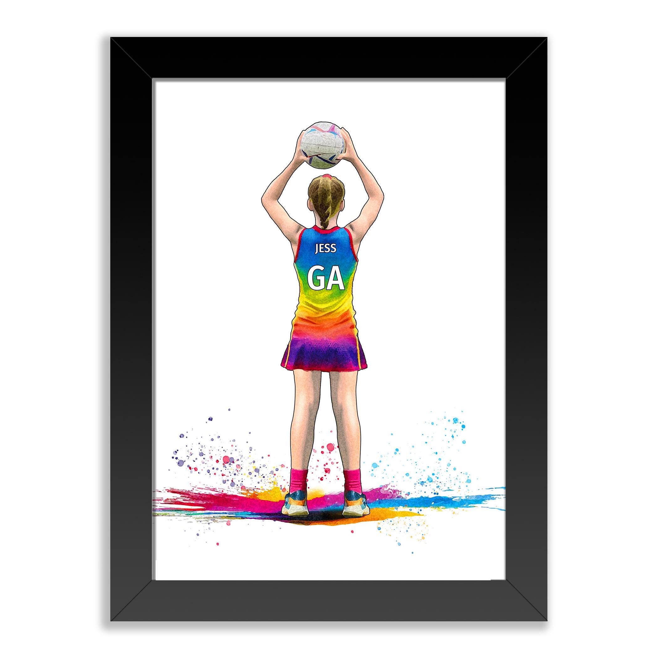 Personalised Netball Gift for Boys | Giclée Art Print | Custom Netball ...