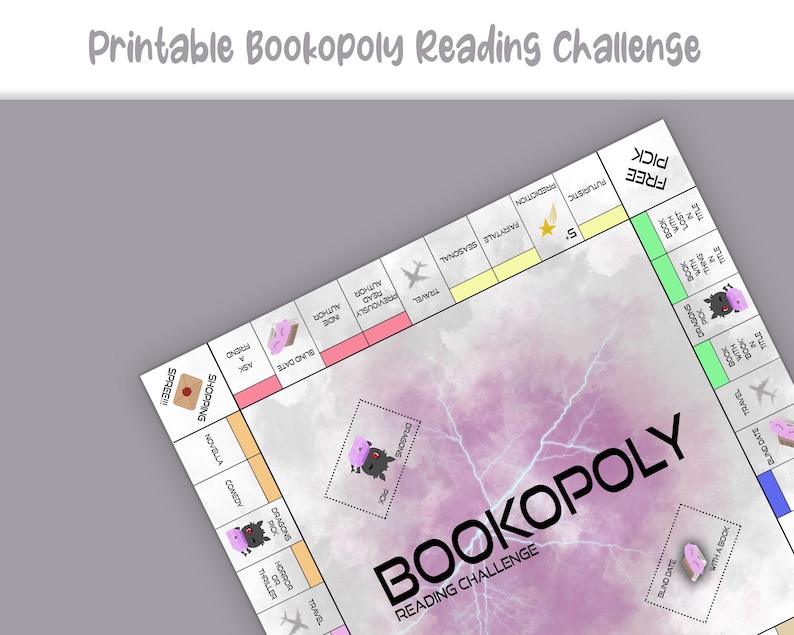 Custom Bookopoly Reading Challenge: Printable Board Game (digital ...