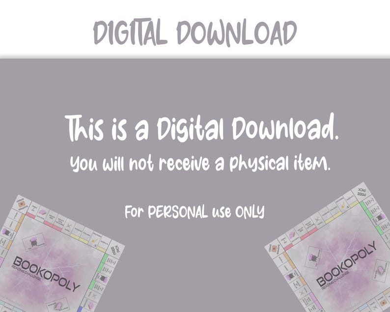 Custom Bookopoly Reading Challenge: Printable Board Game (digital ...