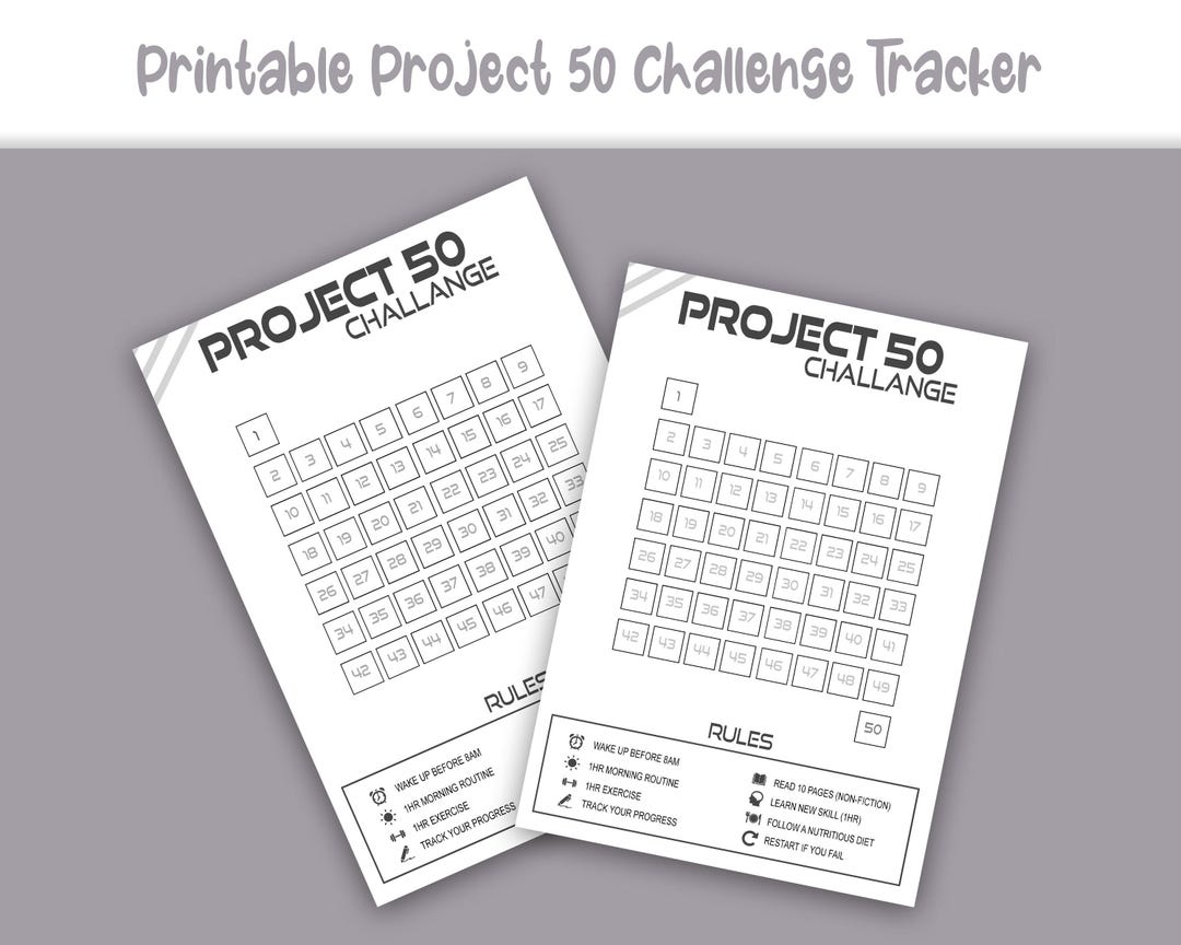 Project 50 Challenge Tracker, Fitness and Health, Physical and Mental ...