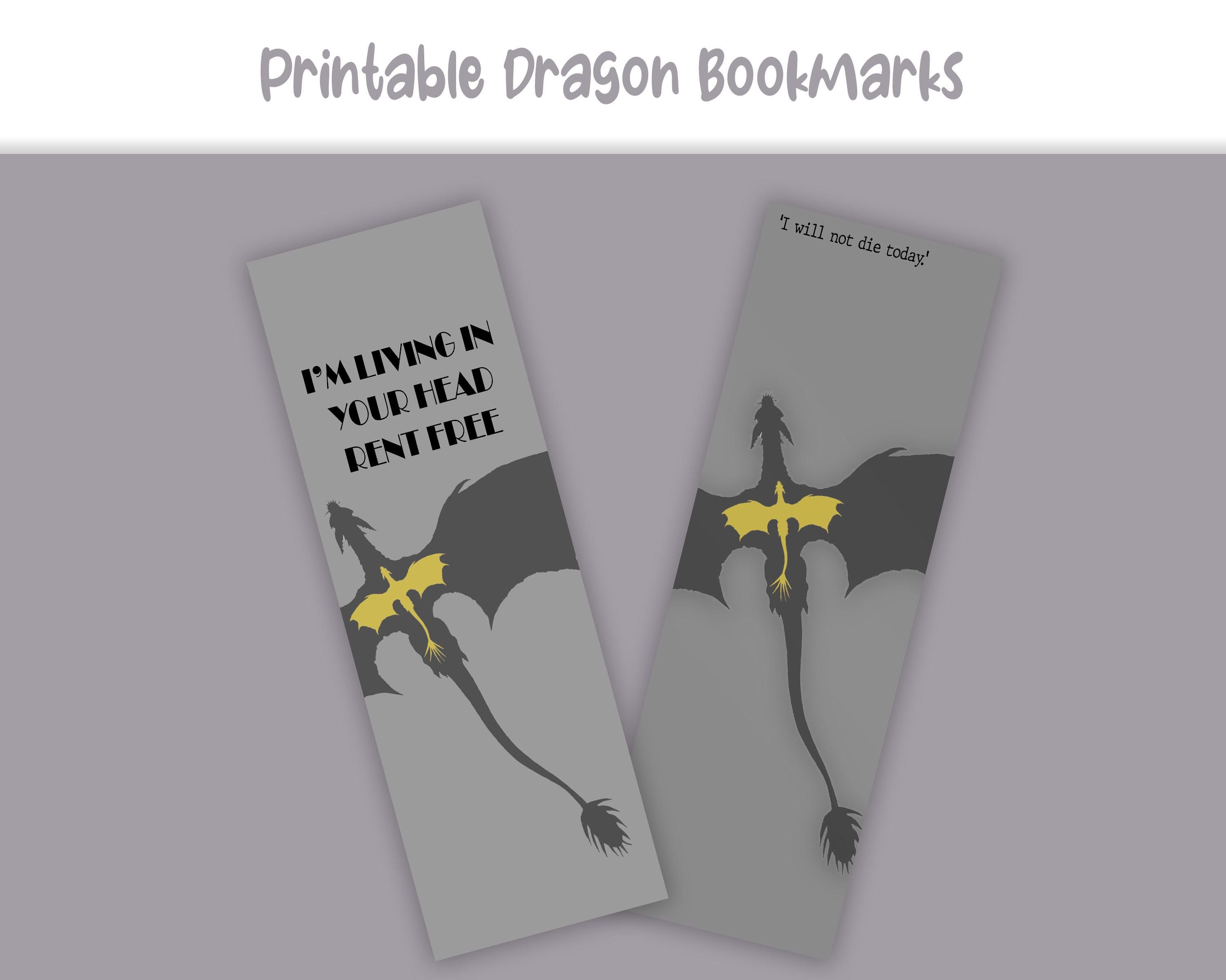 Dragon Bookmark Set, Printable Fantasy Bookmarks, Digital Download ...