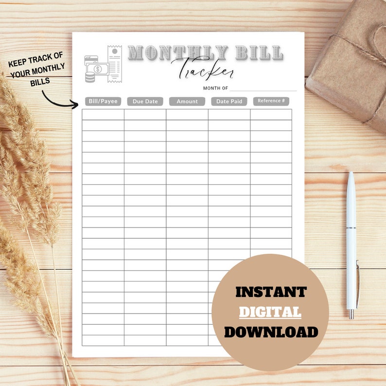 Monthly Bill Tracker 2.0 | Monthly Bill Printable | Monthly Bill ...