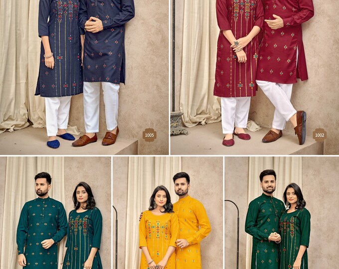 Traditional Couple Kurta Kurti Set, Kurta Kurti for Husband Wife ...