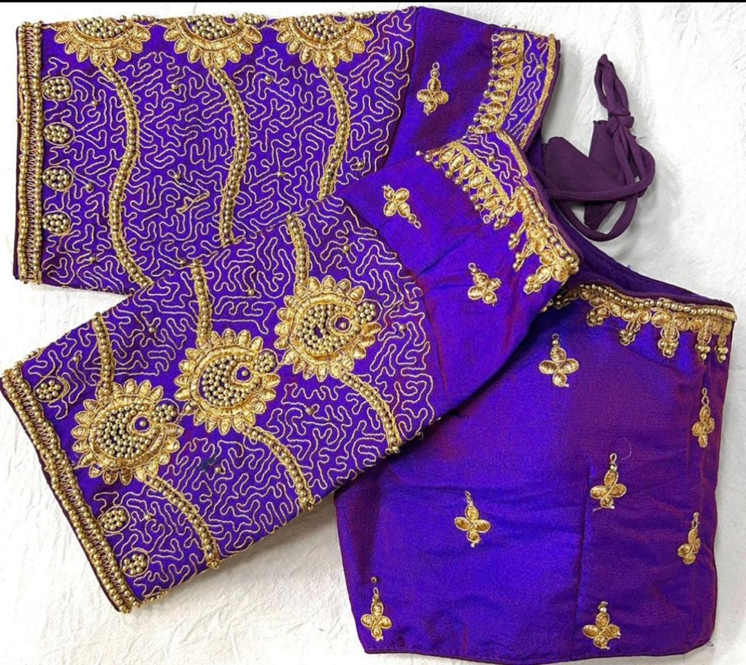 Saree Blouse, Ready Made Blouse, Aari Work Blouse, Blue Color Blouse ...