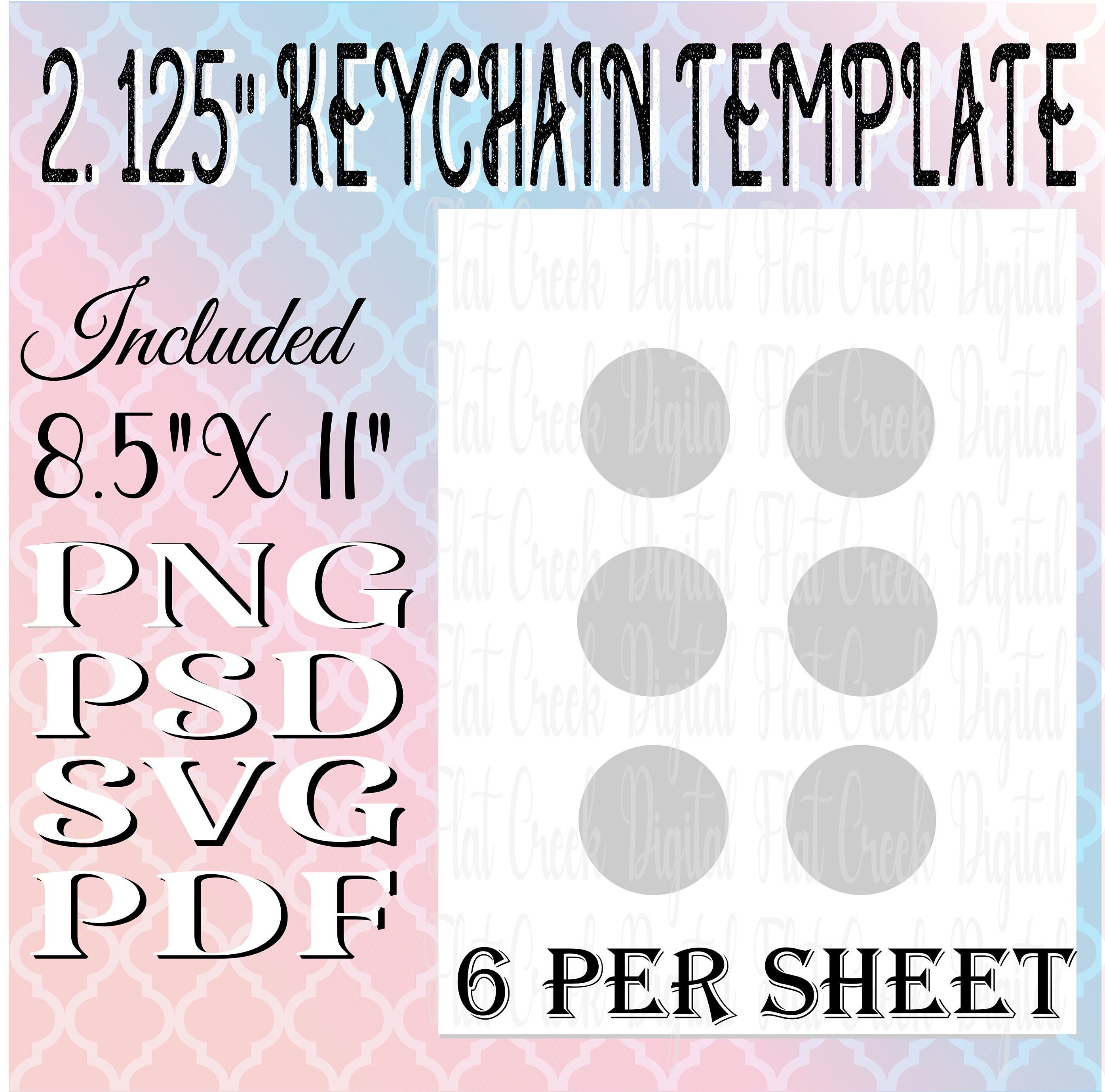 2.125inch Circle Keychain Template, Sublimation Template, PNG PDF PSD ...